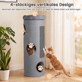 Costway 4-Tier House pro kočky pro více koček Zvýšený útulek pro – světle šedá