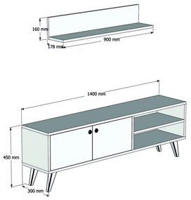 Obývací stěna ERHO 140 cm antracitová/ořech