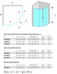 Mereo Lima sprchový kout čtvrtkruh 90x90x190 cm R 550 sklo Čiré ALU CK608B23K