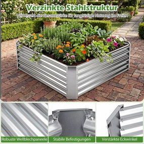 Costway Vyvýšený záhon kovový obdélníkový květináč – 124 × 124 × 44,5 cm