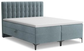 Světle modrá boxspring postel s úložným prostorem 140x200 cm Puhala – Makamii