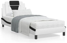 Postel s matrací bílá a černá 80 x 200 cm umělá kůže