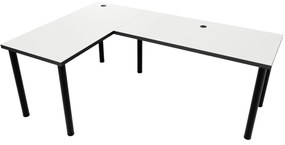 Expedo Počítačový rohový stůl LOOK N, 200/135x73-76x65, bílá/černé nohy, levý