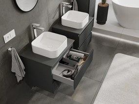 Mexen Rivel, koupelnová skříňka 60 cm, 2 zásuvky, drážkovaná, grafitová matná, 91A20-06047-2-BFF66