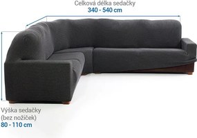Super strečové potahy NIAGARA antracitová rohová sedačka (š. 340 - 540 cm)
