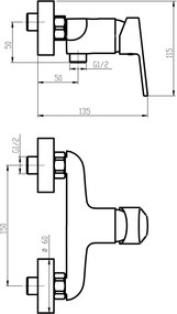 Novaservis Titania Simply, sprchová baterie bez příslušenství 150mm, chromová, 90161/1-0
