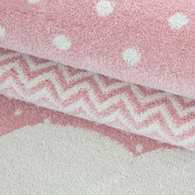 Ayyildiz, Dětský kusový koberec Bambi 820 pink kruh, 160x160 (průměr) kruh, růžová, dětský pokoj