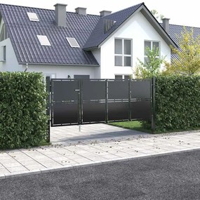 Zahradní brána ocelová 350 x 125 cm antracitová 144537