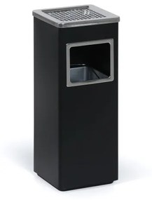 Odpadkový koš s popelníkem a vnitřní nádobou, 11,5 l, černý / nerez