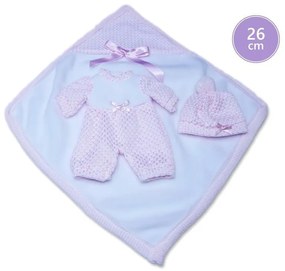 Llorens Obleček pro panenku miminko New Born velikosti 26 cm 2dílný růžovo-bilý