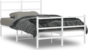 vidaXL Kovový rám postele s hlavovým a nožním čelem 120 x 190 cm [355429] Barva: Bílá
