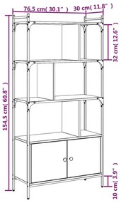 Petromila Knihovna s dvířky kouřový dub 76,5x30x154,5 cm kompozitní dřevo