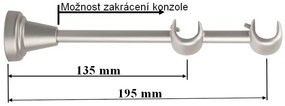 GARNÝŽE-HEBR Garnýž rýhovaná Válec chrom mat dvojitá 480 cm