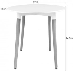 Kulatý stůl KAMI bílý 80 cm