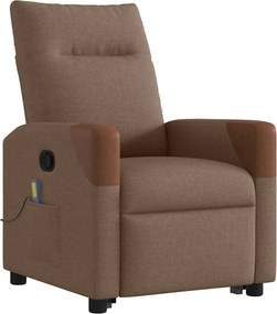 Zvedací masážní polohovací křeslo hnědé textil 3324017