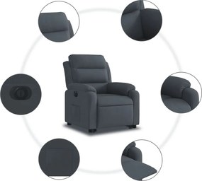 Elektrické zvedací polohovací křeslo tmavě šedé samet 3205115