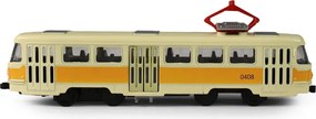 RAPPA Kovová česká retro tramvaj Tatra T3 s otevíracími středními dveřmi - 16 cm - žlutá