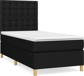 Box spring postel s matrací černá 90x200 cm textil 3142627