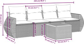 5dílná zahradní sedací souprava s poduškami černá polyratan 3224880
