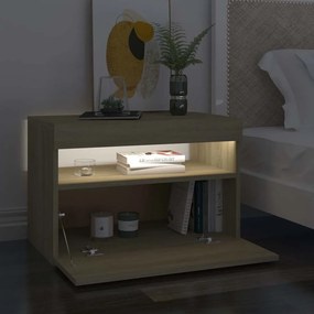 Noční stolky s LED osvětlením 2 ks dub sonoma 60 x 35 x 40 cm 3082781