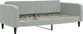 Válenda s matrací světle šedá 100 x 200 cm samet 3197046