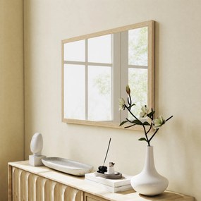 HOMCOM obdélné nástěnné zrcadlo 40 × 60 cm, rám v provedení přírodní dřevo — ideální do koupelny, obýváku nebo ložnice