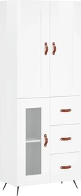 vidaXL Skříň highboard 69,5 x 34 x 180 cm kompozitní dřevo [3199915] Barva: bílá s vysokým leskem