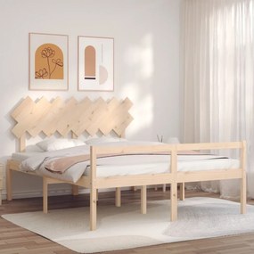 Postel s čelem pro seniory 160x200 cm masivní dřevo 3195556