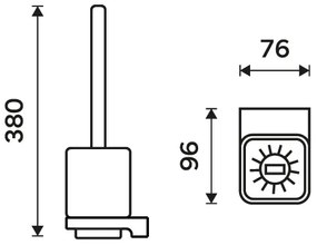 Nimco WC štětka s hranatou rukojetí MAYA černá - MAC 29094KN-HR-90