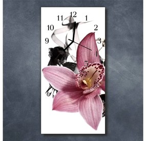 Nástěnné hodiny obrazové na skle - Orchidej