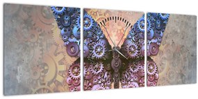 Obraz - Steampunk motýl (s hodinami) (90x30 cm)