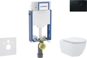 SANITINO - Set předstěnové instalace, klozetu Oudee a Slim sedátka softclose, tlačítko Sigma01, černá SANI11CA51100