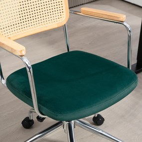 HOMCOM Kancelářská židle Boho, výškově nastavitelná kancelářská židle s područkami, houpací funkce, otočná židle, zelená| Aosom