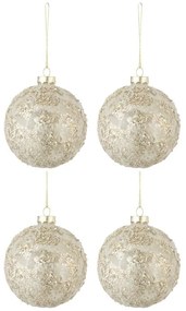 OnaDnes -20% Set čtyř zlatých skleněných vánočních ozdob J-Line Aislin 10 cm
