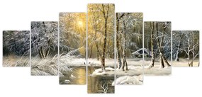 Obraz - Chaloupka v lese, olejomalba (210x100 cm)