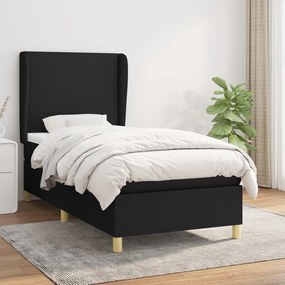 vidaXL Box spring postel s matrací 90x200 cm textil [3128337] Barva: Černá