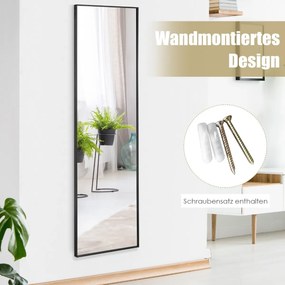 Costway Závěsné zrcadlo celorozměrné zrcadlo s rámem černé – 120 × 37 × 2 cm