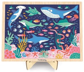 Mudpuppy Dřevěné puzzle Život v oceánu + stojan 100 dílků