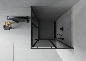 Mexen Rio, čtvercový sprchový kout s posuvnými dveřmi 70 (dveře) x 70 (dveře) x 190 cm, 5mm šedé sklo, černý profil, 860-070-070-70-40