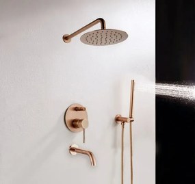 Rea Lungo, podomítková sprchová souprava s vanovou výlevkou + box, růžová-zlatá, REA-P6610