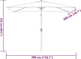 vidaXL Slunečník 200 x 300 cm pískově obdélníkový [44503] Barva: Červená