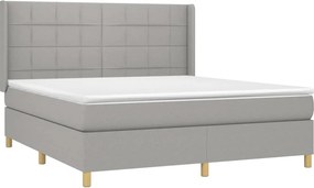 Box spring postel s matrací a LED světle šedá 180x200 cm textil 3138893