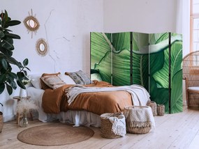 Pokojová zástěna Large Leaves - Floral Motif in Shades of Green II [Room Dividers]