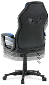 AUTRONIC Herní židle, potah - modrá a černá ekokůže, houpací mechanismus