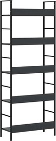 5patrová knihovna černá 60 x 27,6 x 158,5 cm kompozitní dřevo 288226