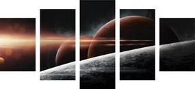 5-dílný obraz planety v galaxii - 100x50 cm