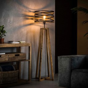 Stojací lampa Crossround ze dřeva a kovu | BIANO