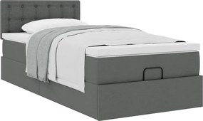 Osmanský rám postele s matrací tmavě šedá 80x200cm textil 3311581