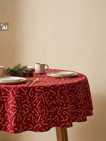 Sinsay - Vánoční ubrus s motivem cukrových hůlek - červená