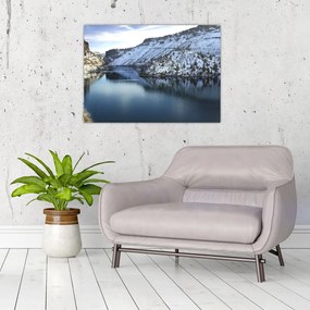 Obraz - zimní krajina s jezerem (70x50 cm)